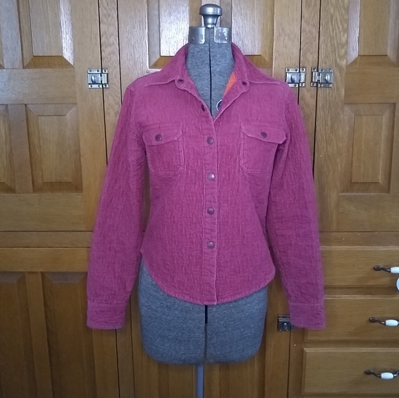 CAbi | Jackets & Coats | Cabi Red Quilted Corduroy Button Down Snap ...